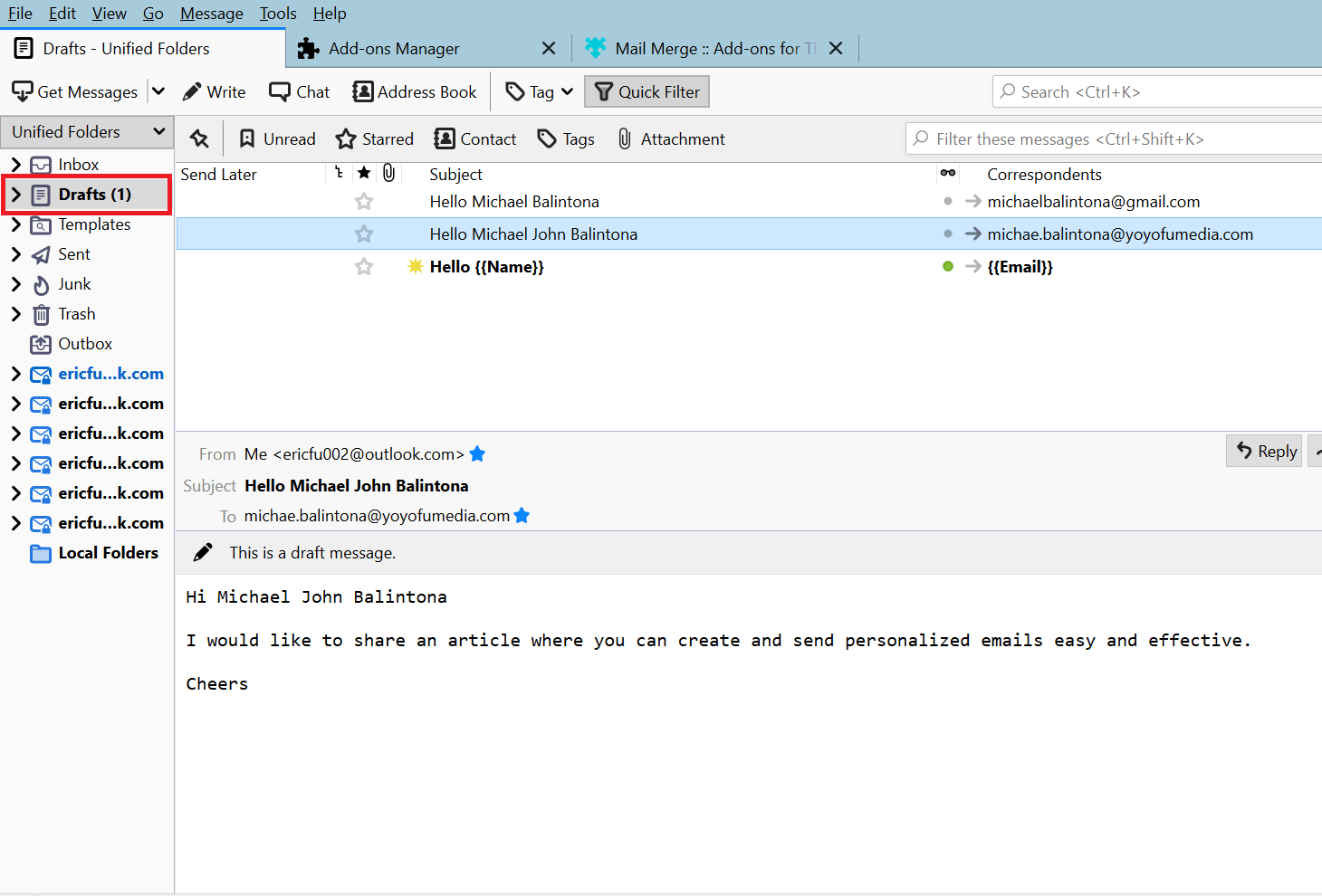 How To Use Mail Merge Thunderbird Add On For Cold Emailing - YoYoFuMedia