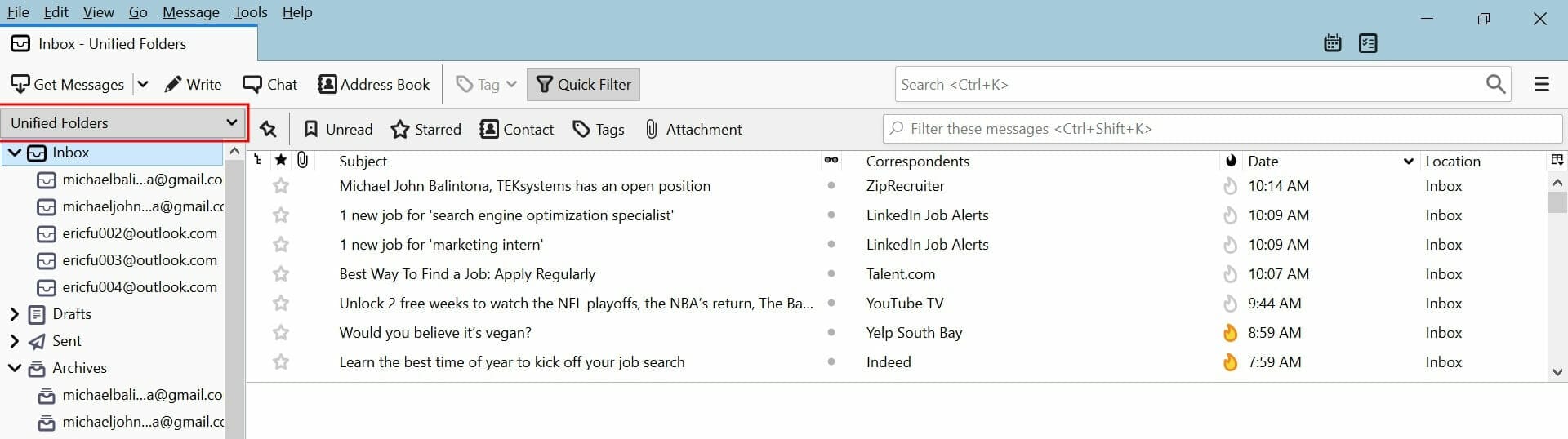 How To Read Your Emails In One Folder - Setting 1 Unified Inbox ...